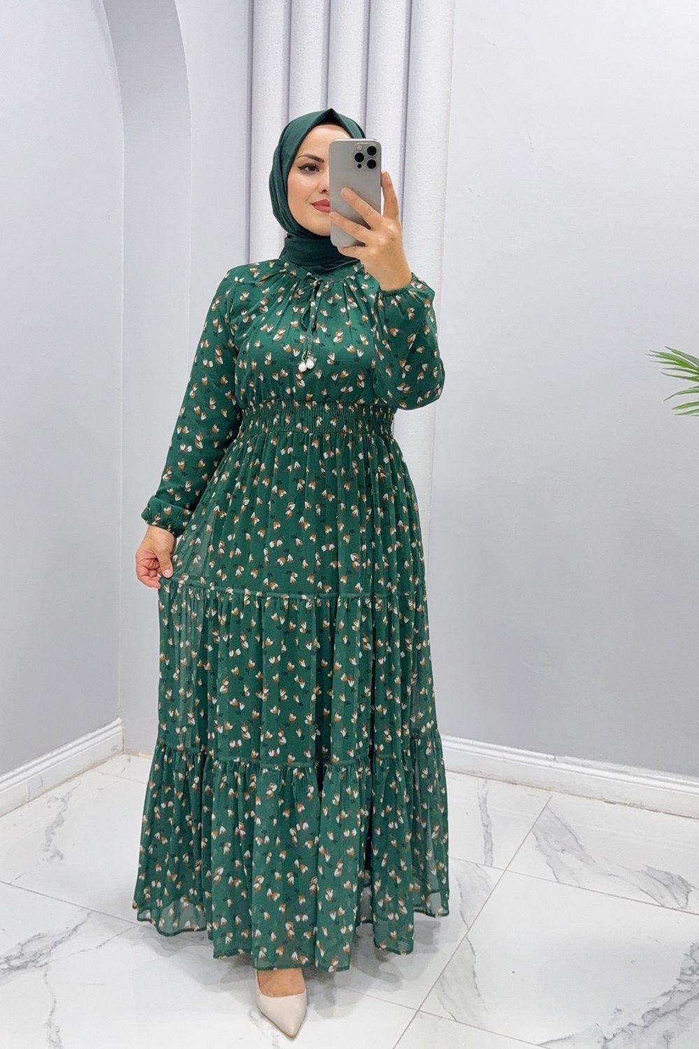 Elbise Şifon Zeynep Yeşil Modelleri Uygun Fiyatlarla Butik Emine ...